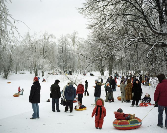 Petr Antonov. Trees, cars, figures of people, assorted barriers - The ...